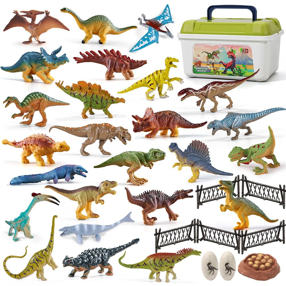 SOUMEL Dinosaur Toys for Kids 3-5-7 Boys, 36 Dinosaur Figures with Storage Box, Soft Dino ...