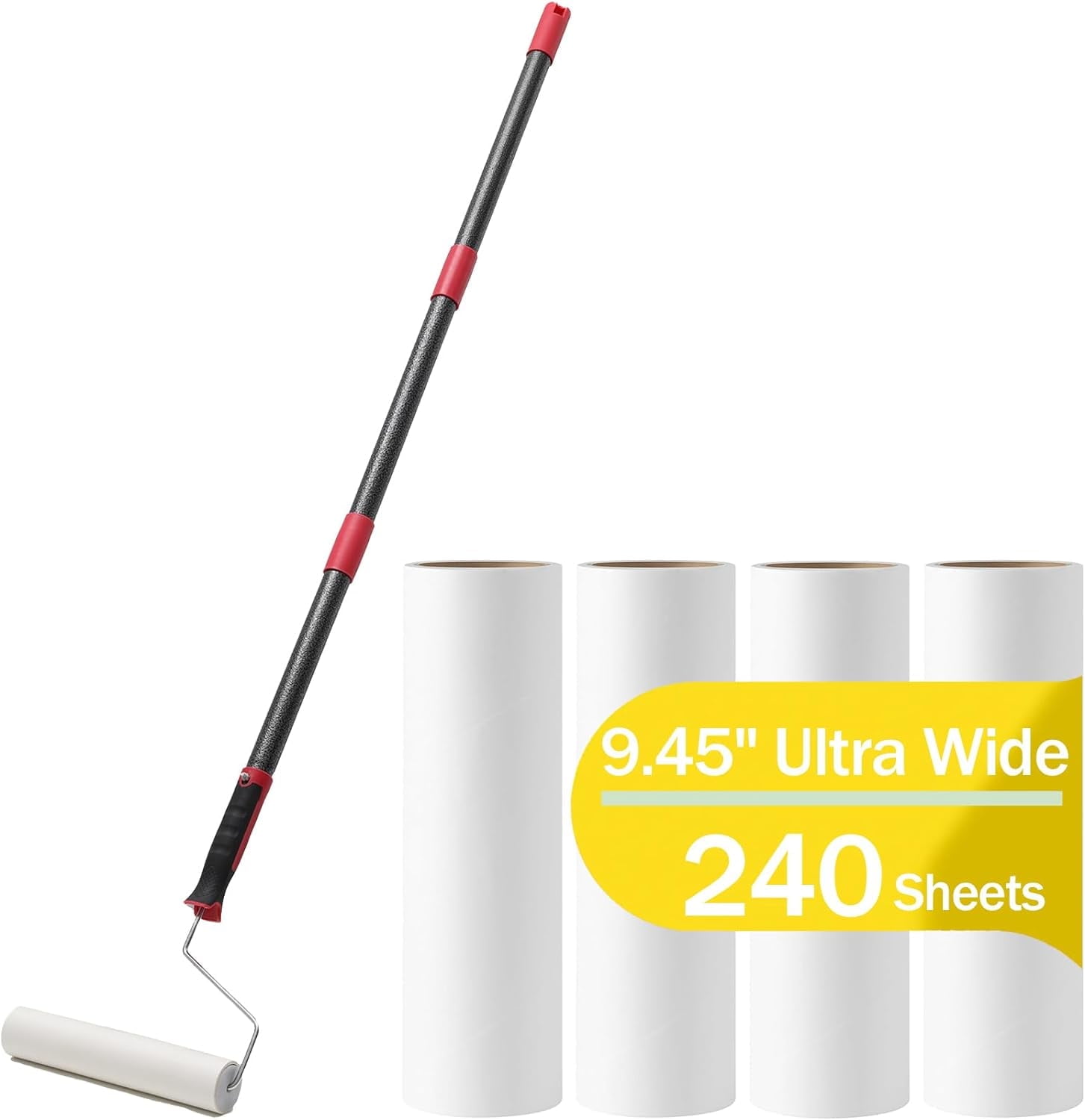 SOUMNS Large Lint Roller with 47" Handle for Clothes & Floor & Carpet ...