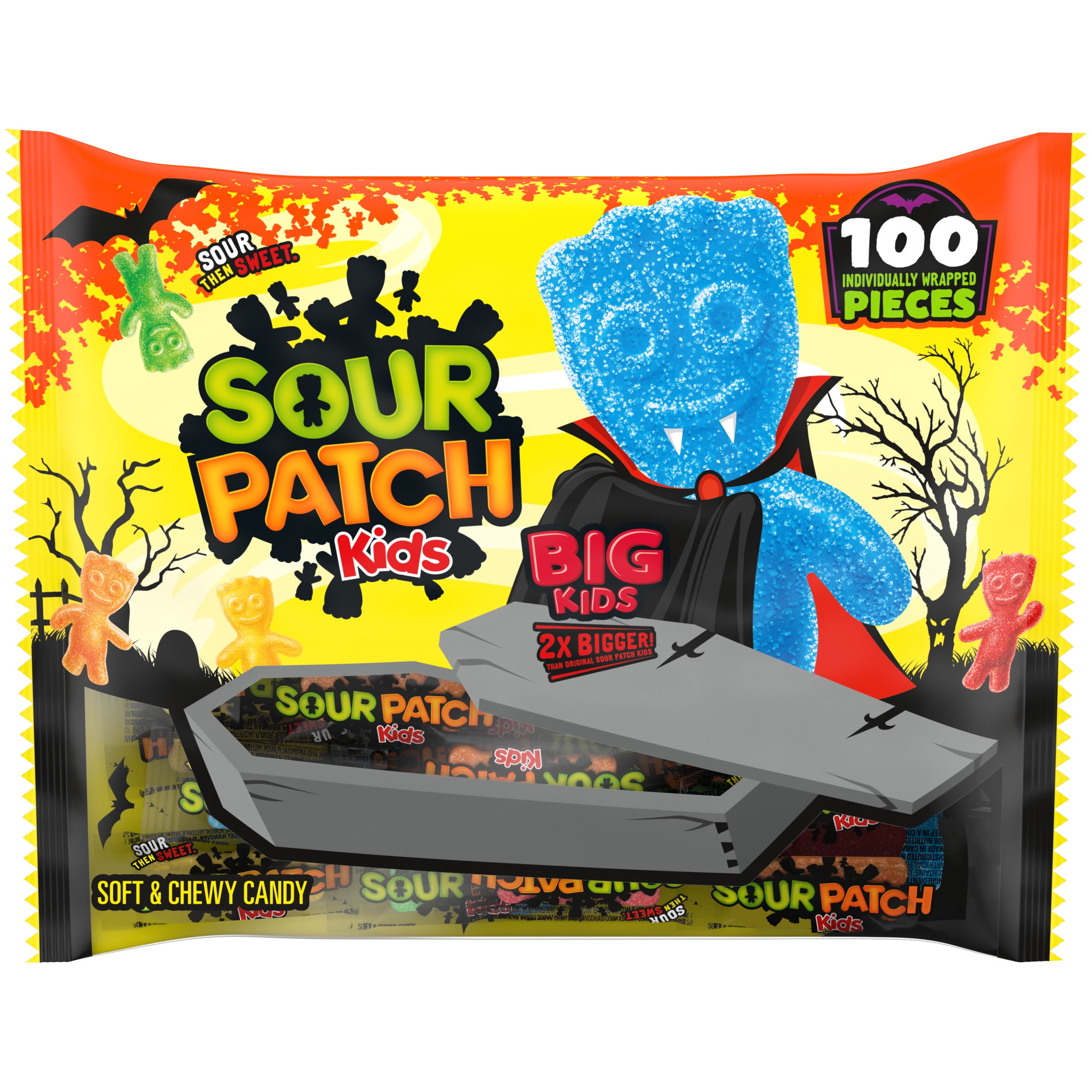 SOUR PATCH KIDS BIG Individually Wrapped Soft & Chewy Halloween Candy ...