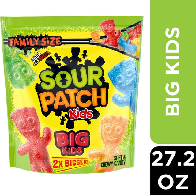 SOUR PATCH KIDS Big Kids Soft & Chewy Candy, Family Size, 1.7 lb-Pack ...