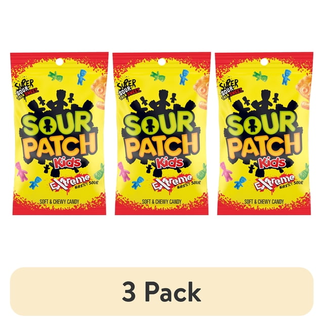 (3 pack) SOUR PATCH KIDS Extreme Sour Soft & Chewy Candy, 7.2 oz ...