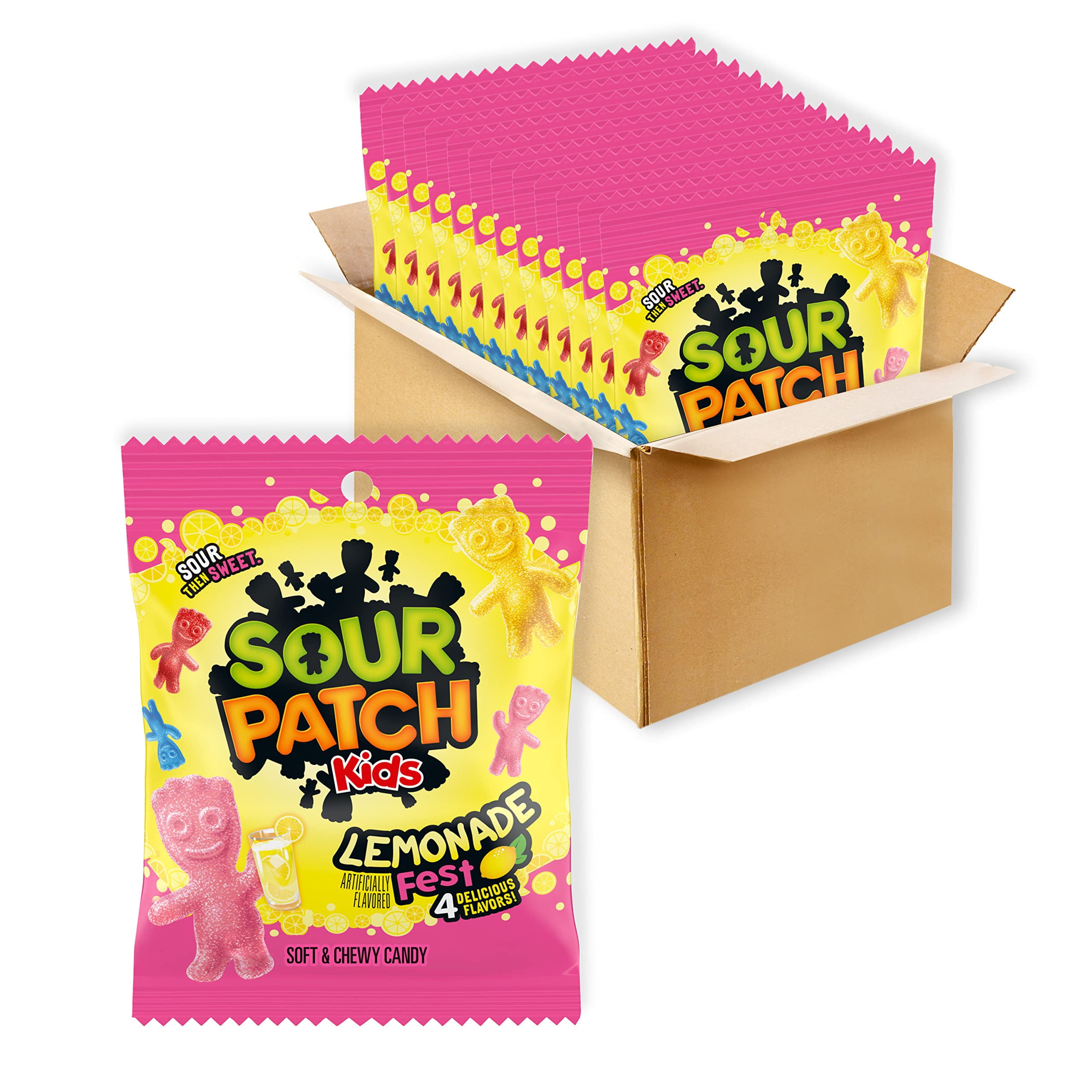 Sour Patch Kids Lemonade Fest Soft & Chewy Candy, 12-3.61 Oz Bags ...