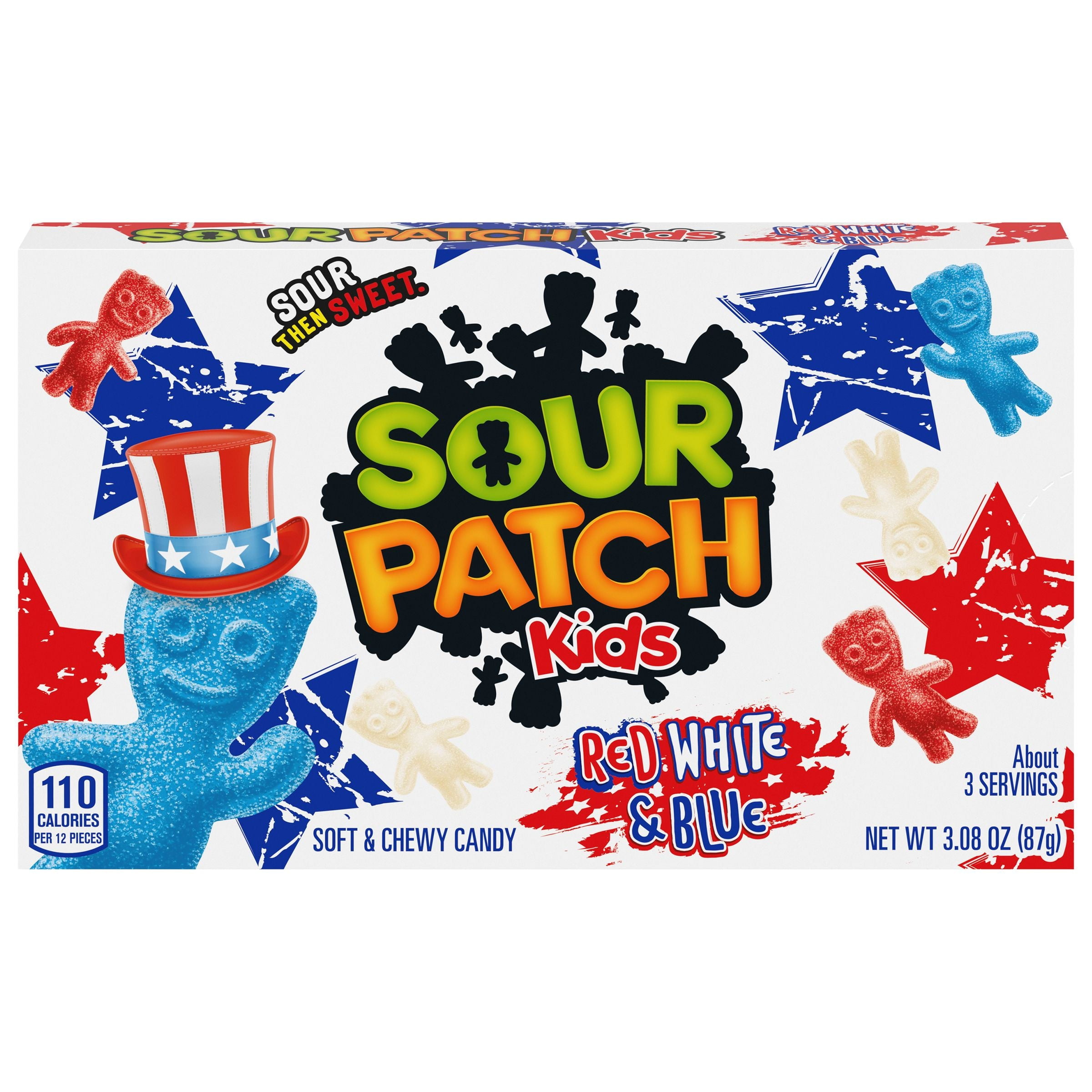 Sour Patch Kids Red White & Blue Theatre Box 3.08OZ - Walmart.com