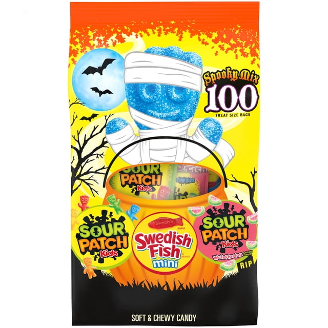 SOUR PATCH KIDS & SWEDISH FISH Mini Halloween Bulk Candy Assortment ...