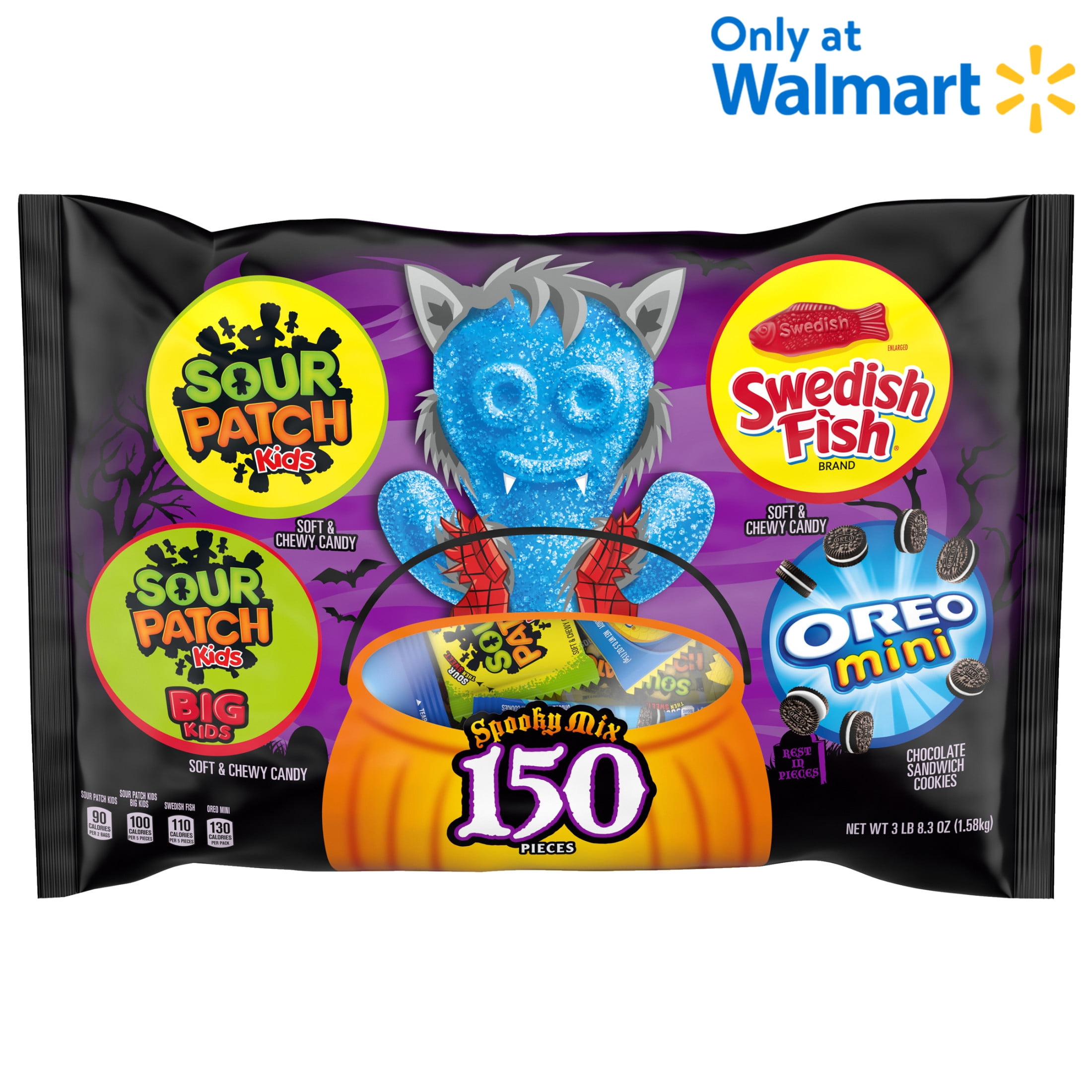 SOUR PATCH KIDS, SWEDISH FISH & OREO Mini Halloween Variety Pack, 150 ...