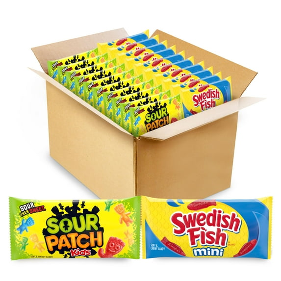 SOUR PATCH KIDS and ESF27 SWEDISH FISH Mini Soft & Chewy Candy Variety ...