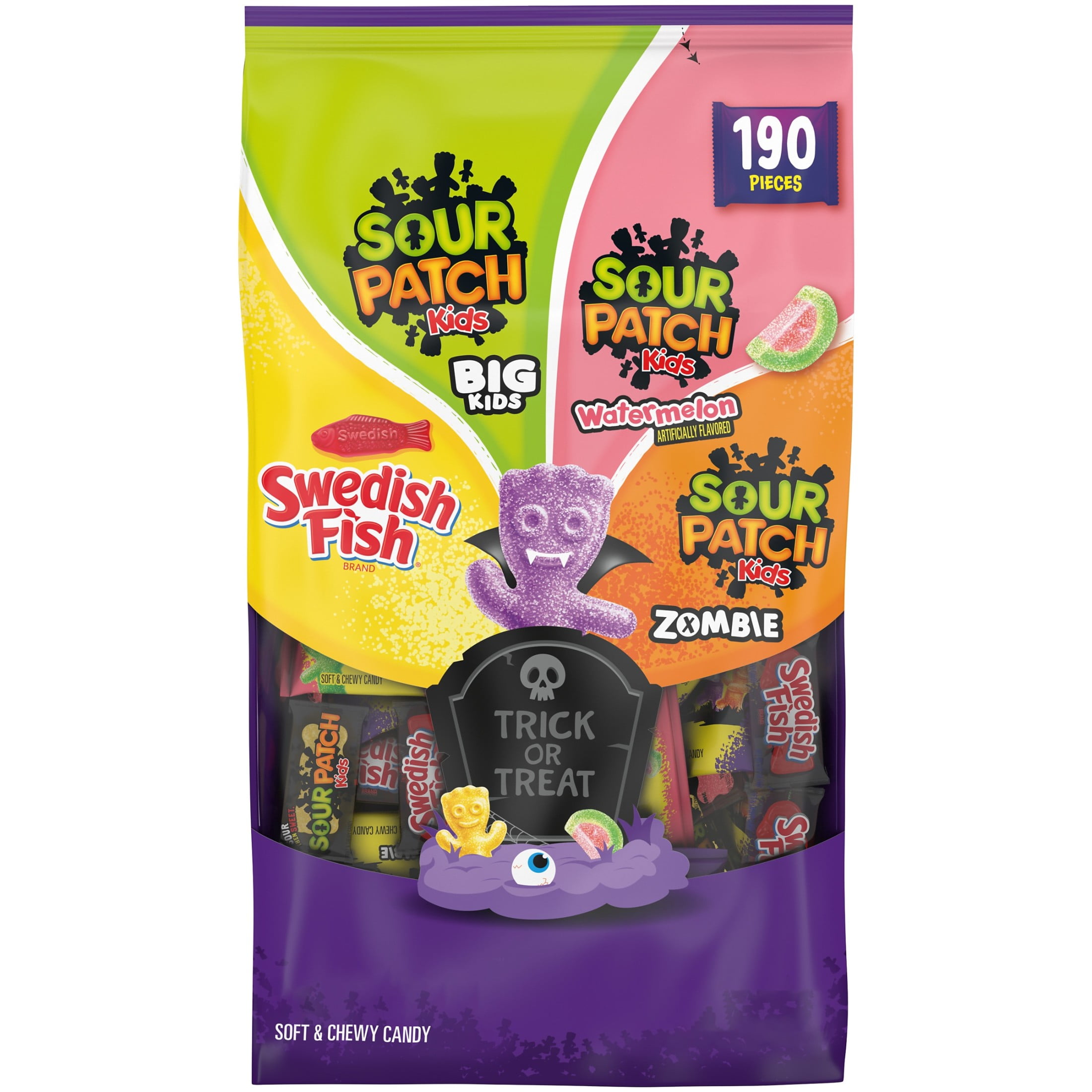 SOUR PATCH KIDS and SWEDISH FISH Soft & Chewy Halloween Candy Variety ...