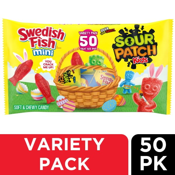 SOUR PATCH KIDS and SWEDISH FISH Mini Soft & Chewy Easter Candy Variety ...