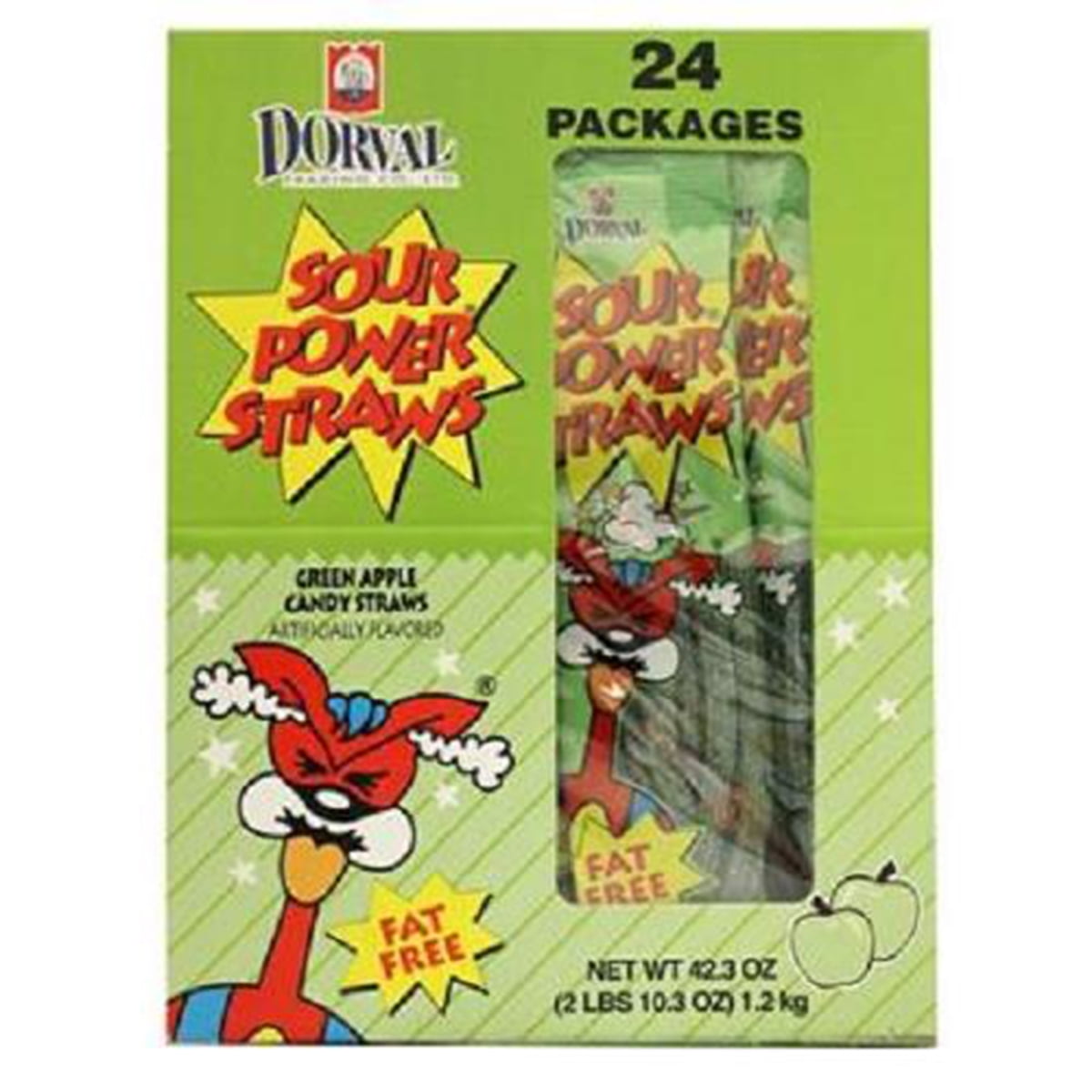 SOUR POWER STRAWS GREEN APPLE 2 oz Each ( 24 in a Pack ) - Walmart.com