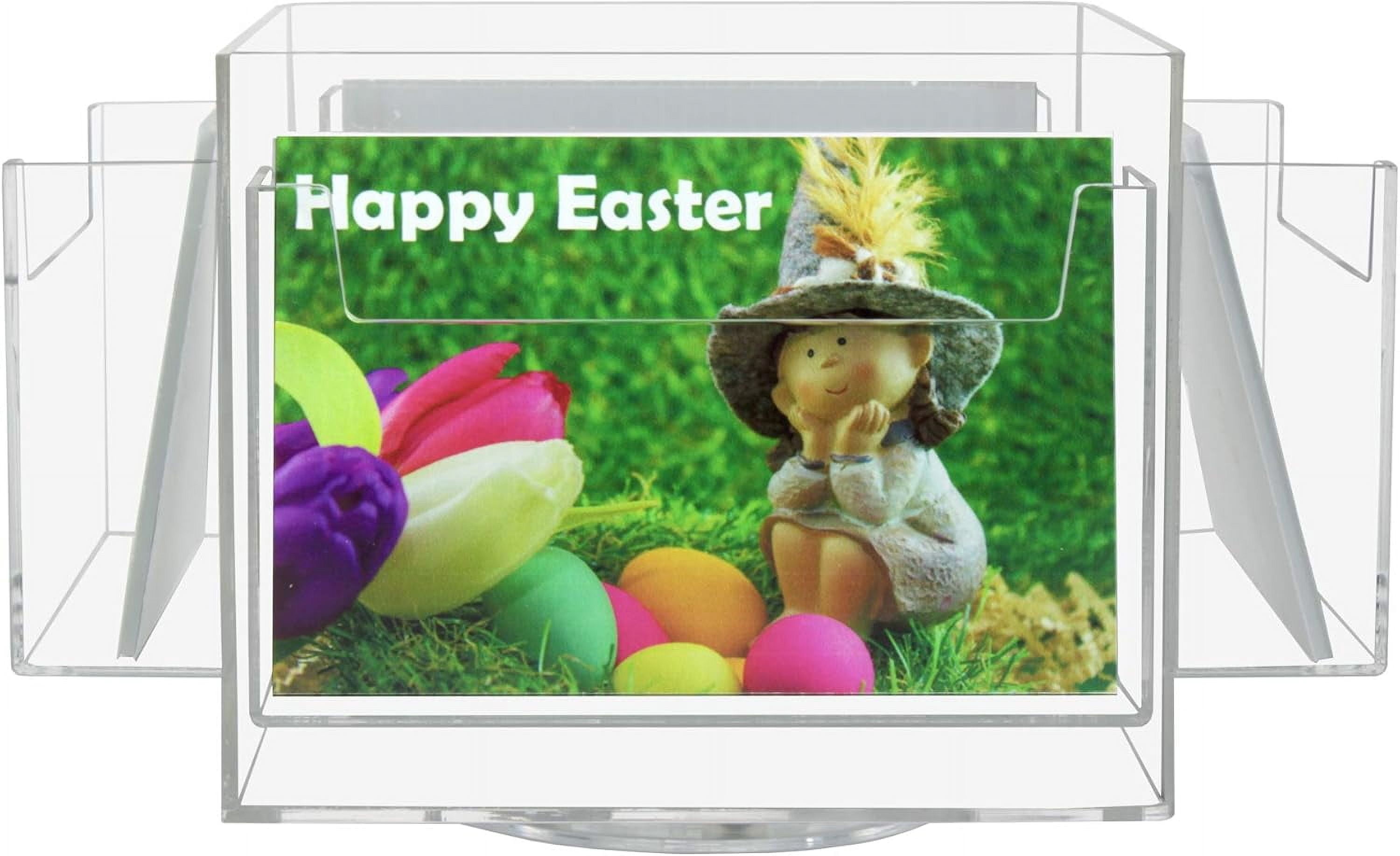 SOURCEONE.ORG Clear Acrylic 4 Pocket Rotating Greeting Cards Display ...