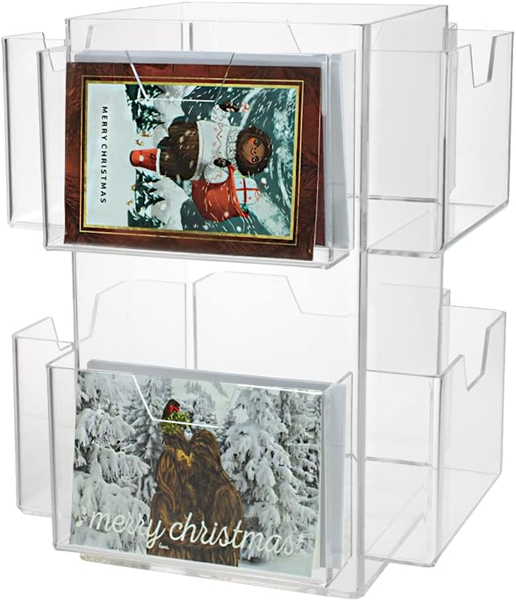 SOURCEONE.ORG Clear Acrylic 8 Pocket Rotating Greeting Cards Display ...