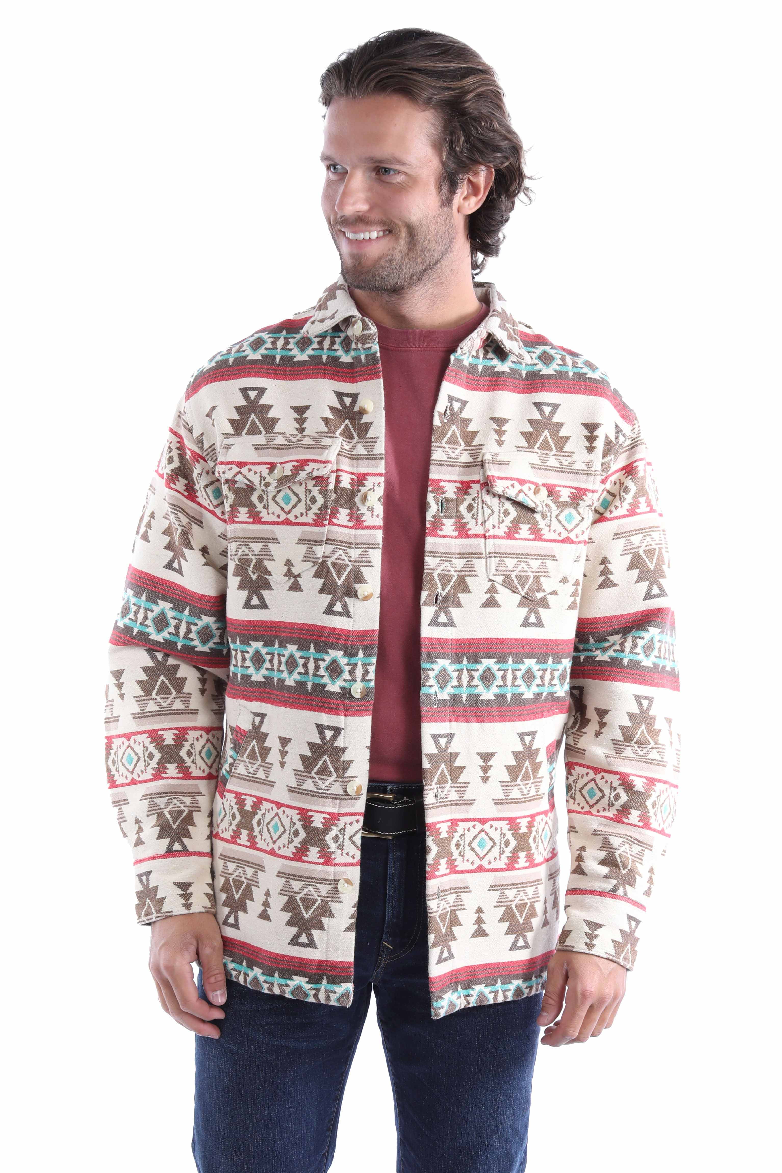Scully 5368-NAT-M Western Jacket Men Southwest Shirt Jac Button ...