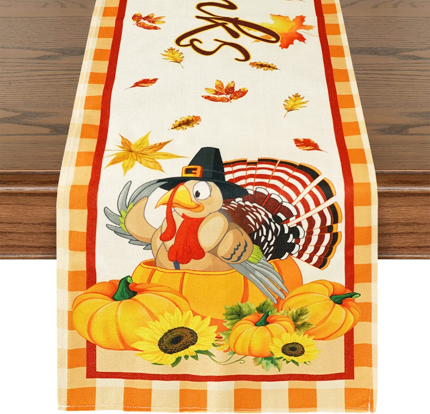 SOVCFOE 100% Linen 13.8x90 Inch(35x228 cm) Long Washable Reusable Table ...