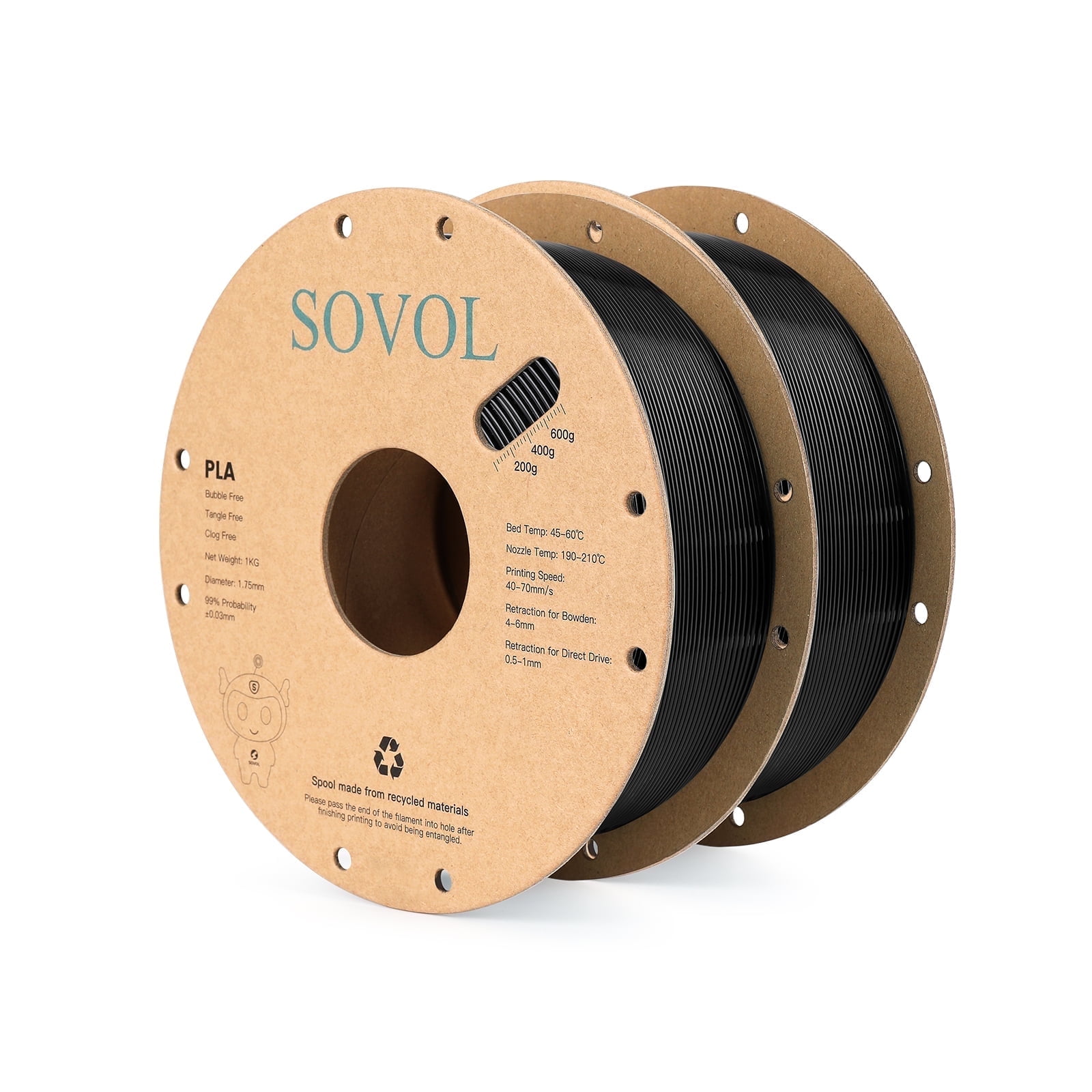 SOVOL 3D PLA 3D Printer Filaments for 3D Printers, Multicolor, 2 Count ...