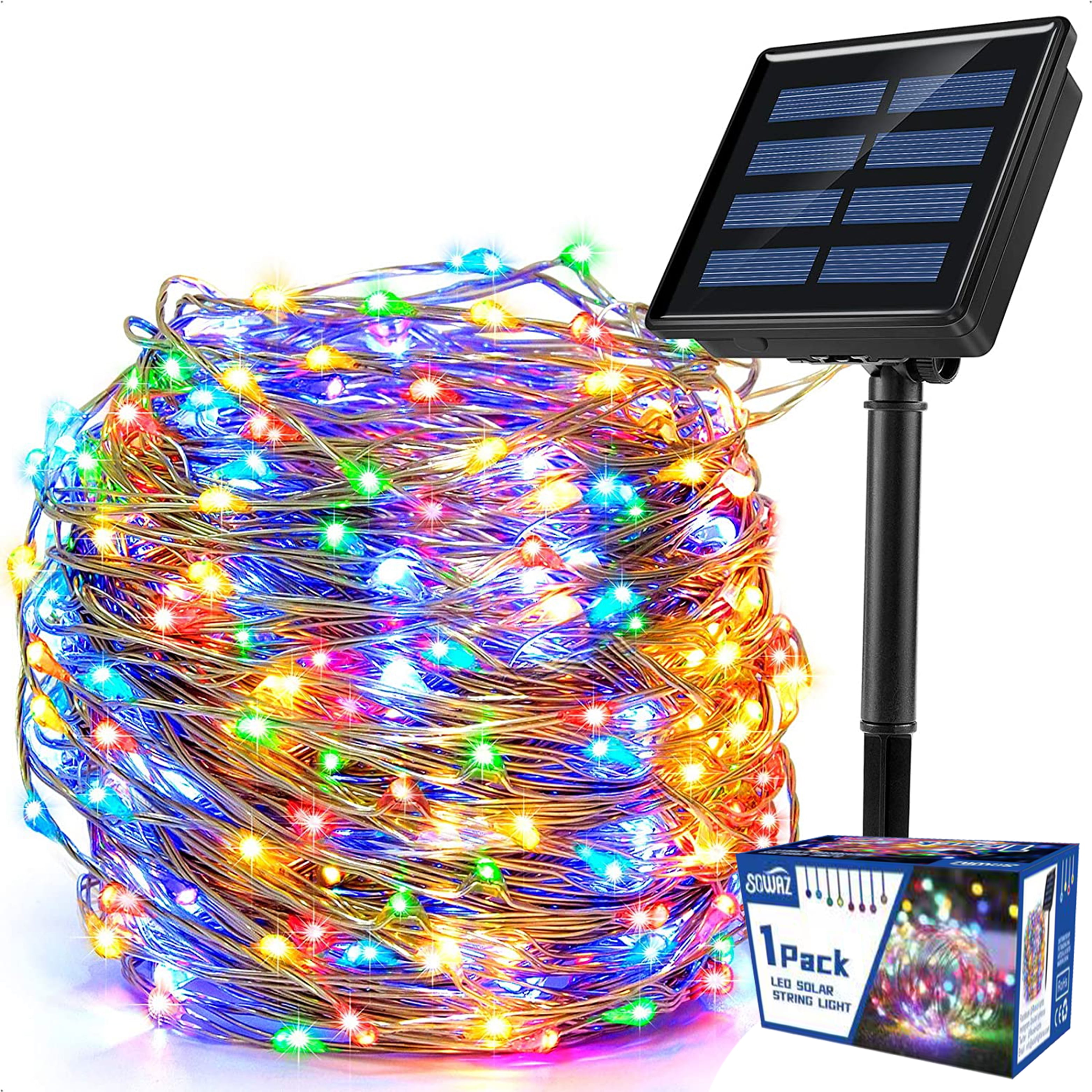 SOWAZ Upgraded Solar String Lights Outdoor, Mini 33Feet 100 LED Copper ...