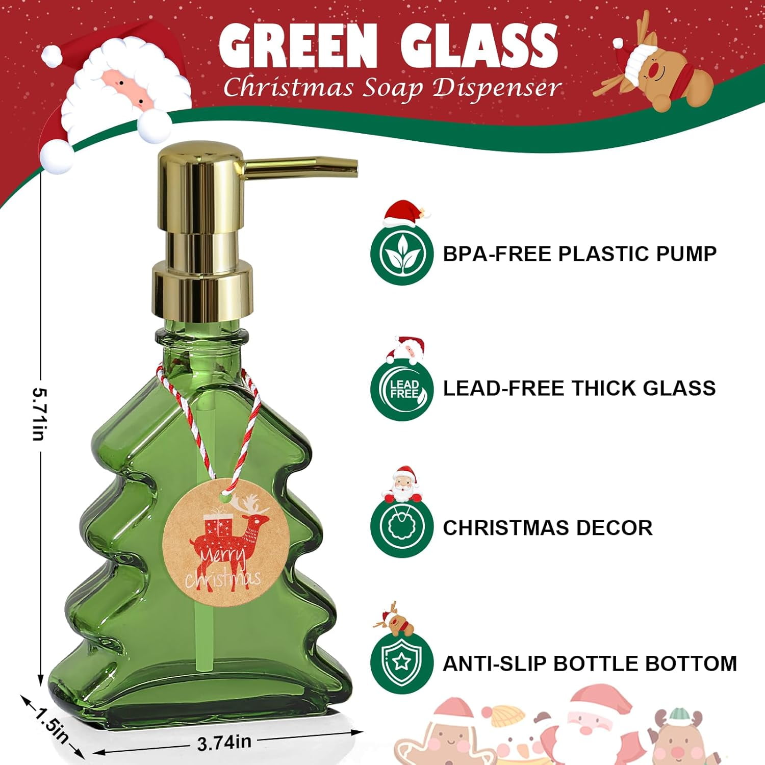 SOWEIS-Christmas Tree Soap Dispenser Bathroom, Christmas Hand Soap and ...
