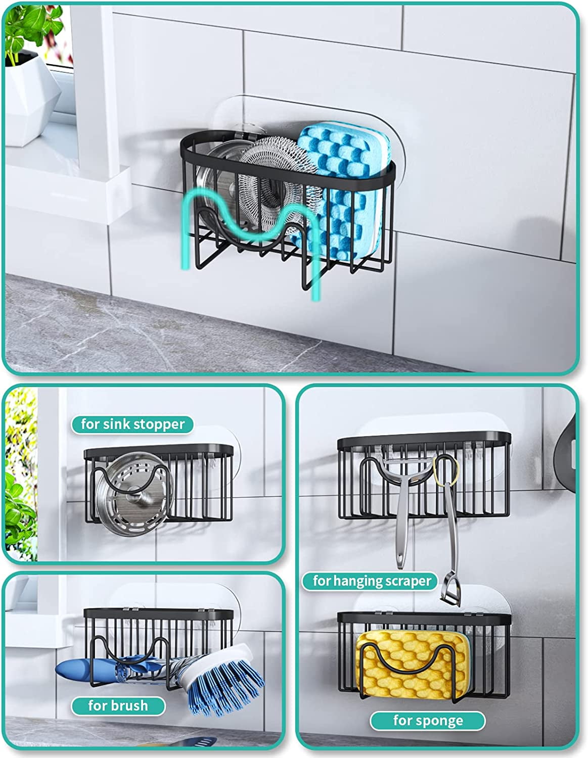 SOWEIS-Multifunctional Sponge Holder with Unique M-shaped, Two ...