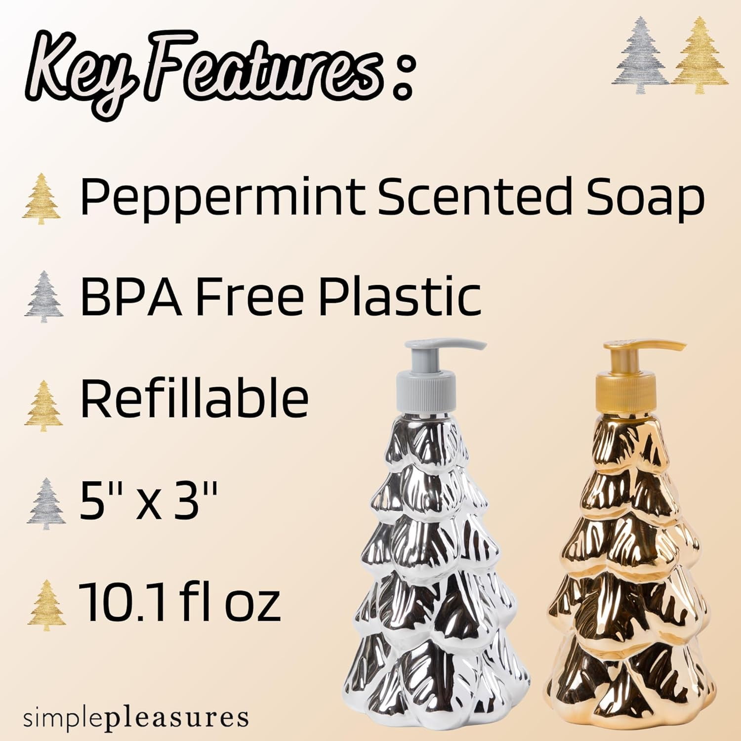 SOWEIS-Simple Pleasures Metallic Christmas Tree Set of 2 Holiday Soap ...
