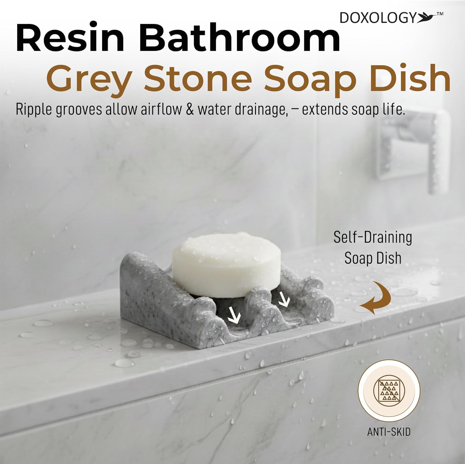 SOWEIS-Soap Dish Bathroom Organizer - Rectangular Design Resin Soap ...