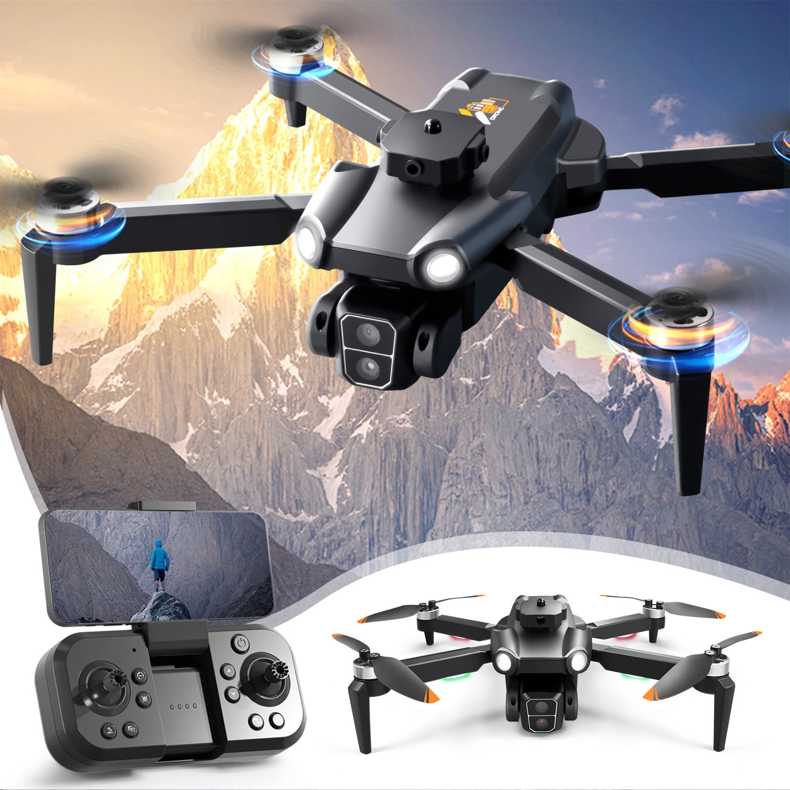 LMEEOR Large Drones for Adults Brushless Motor Drones with 1080P Cameras Wind Resistance Headless Mode Gesture Control FPV Drone for Adults RC Drone for Beginners Quadcopter Walmart