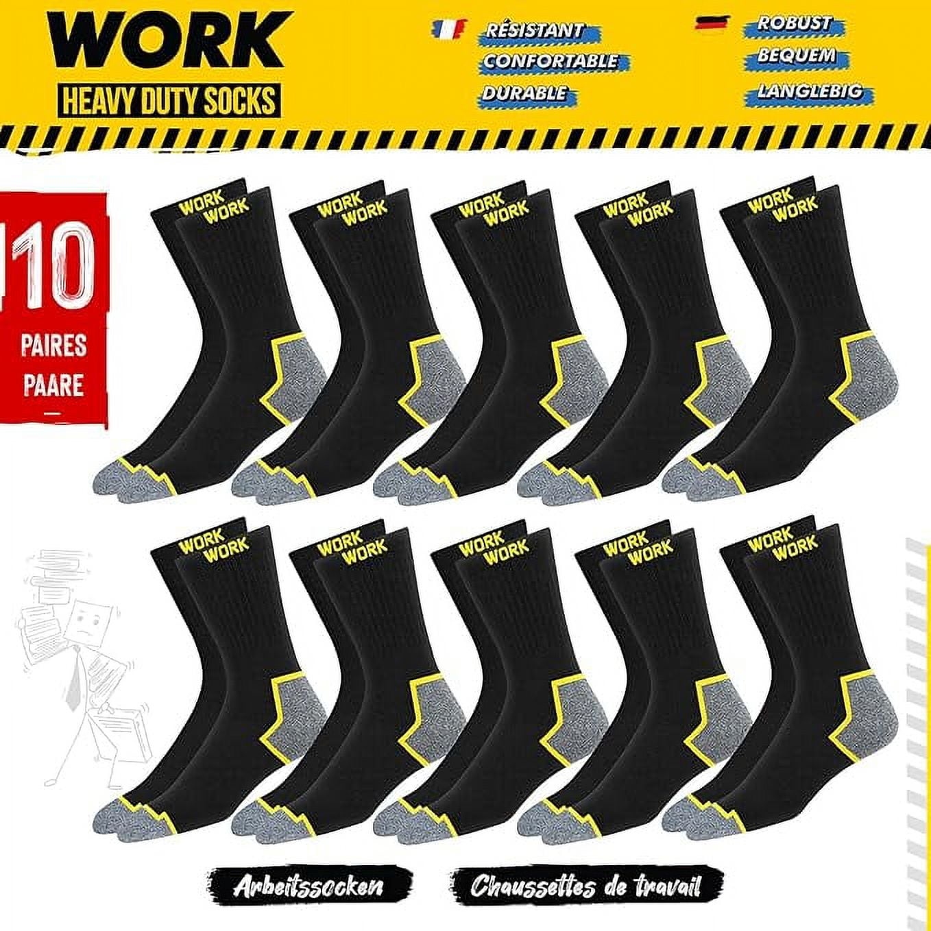 SOXCO WORK Socks for Men Crew Length Black Socks 10 Pairs, US 9-12 ...