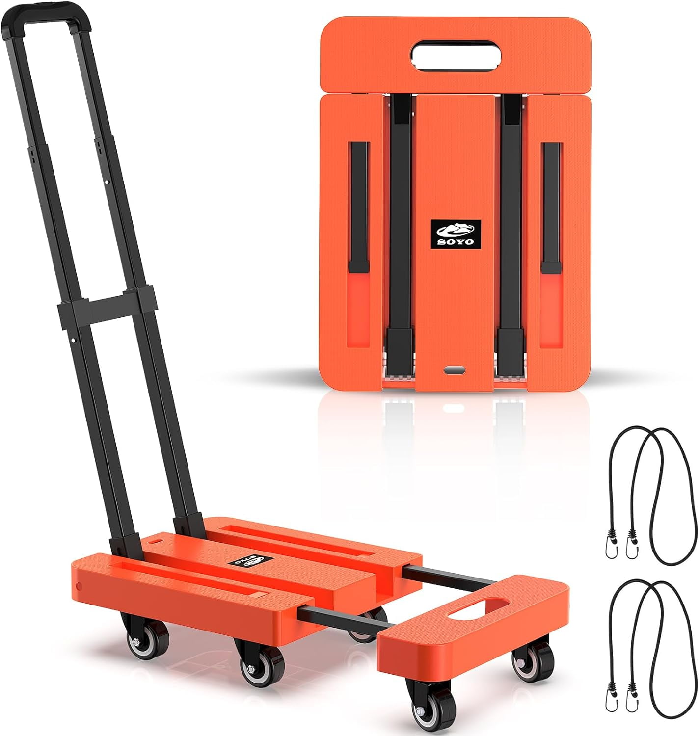 SOYO 500lbs Folding Hand Truck, Heavy Duty Dolly, Portable 6 Wheels ...
