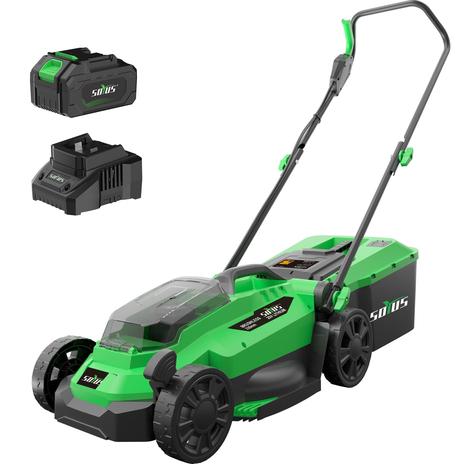 SOYUS 13-Inch Cordless Lawn Mower, 20V Brushless Motor with 4.0Ah ...
