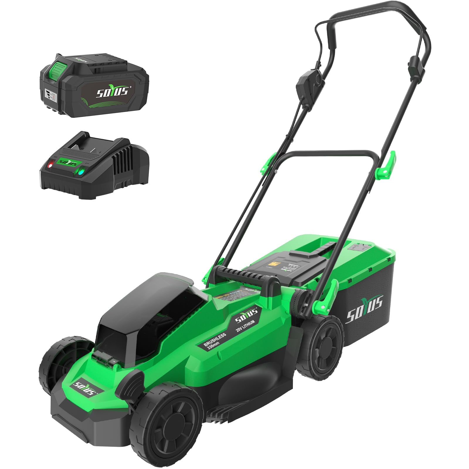 SOYUS Electric Lawn Mower Cordless, 13 Inch 20V Lawn Mowers with ...