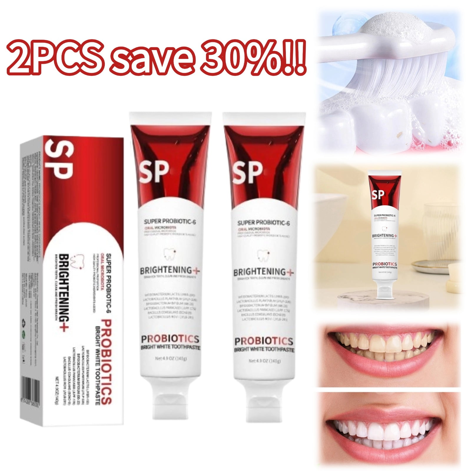 SP-6 Probiotic Whitening Toothpaste - Enhanced Formula with 6 ...