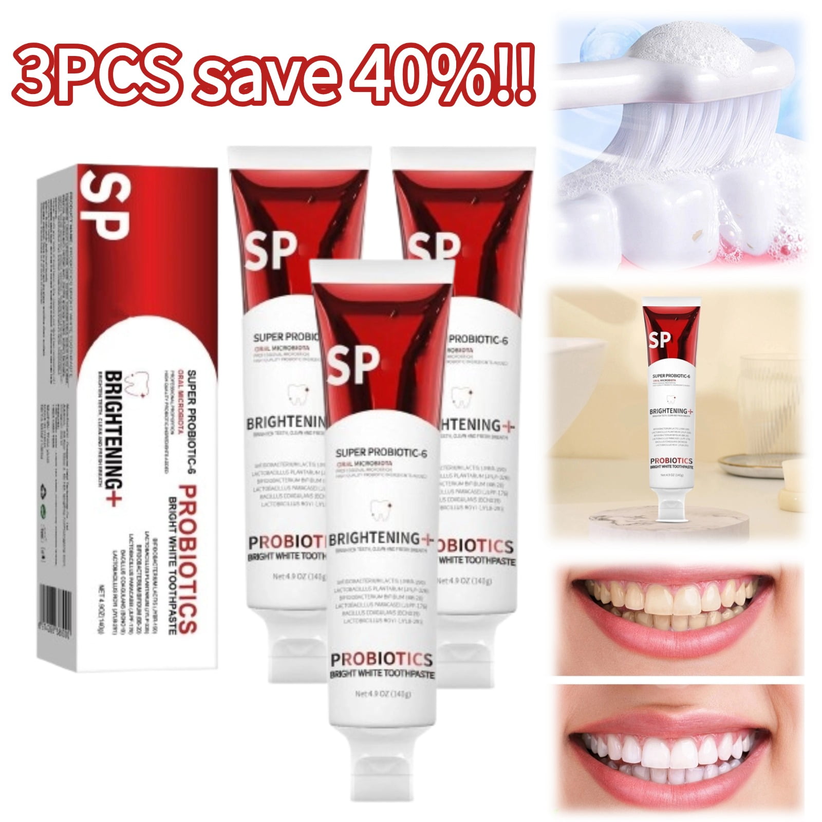 SP-6 Probiotic Whitening Toothpaste - Enhanced Formula with 6 ...