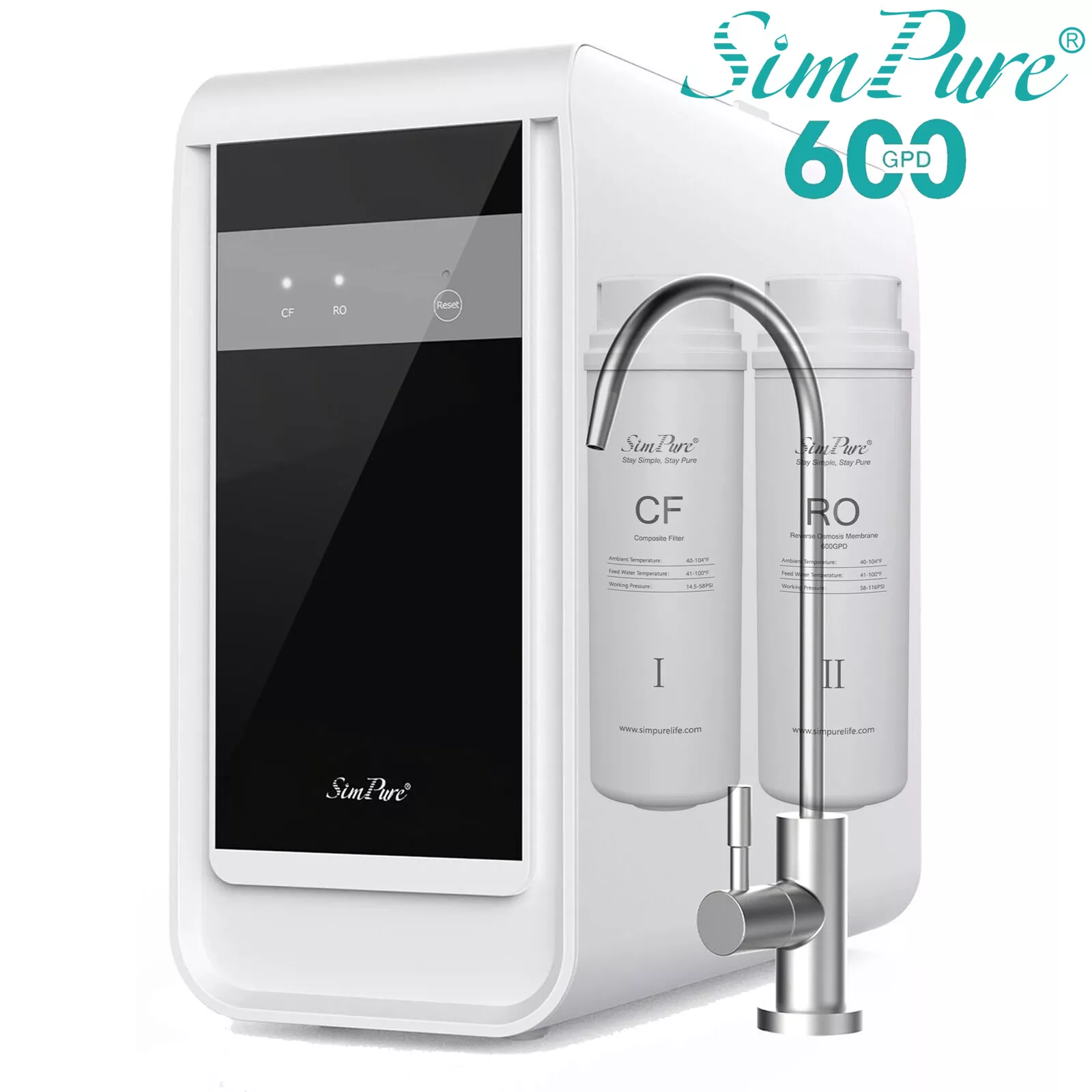 SP 600GPD 7 Stage Reverse Osmosis Tankless RO Water Filtration System ...