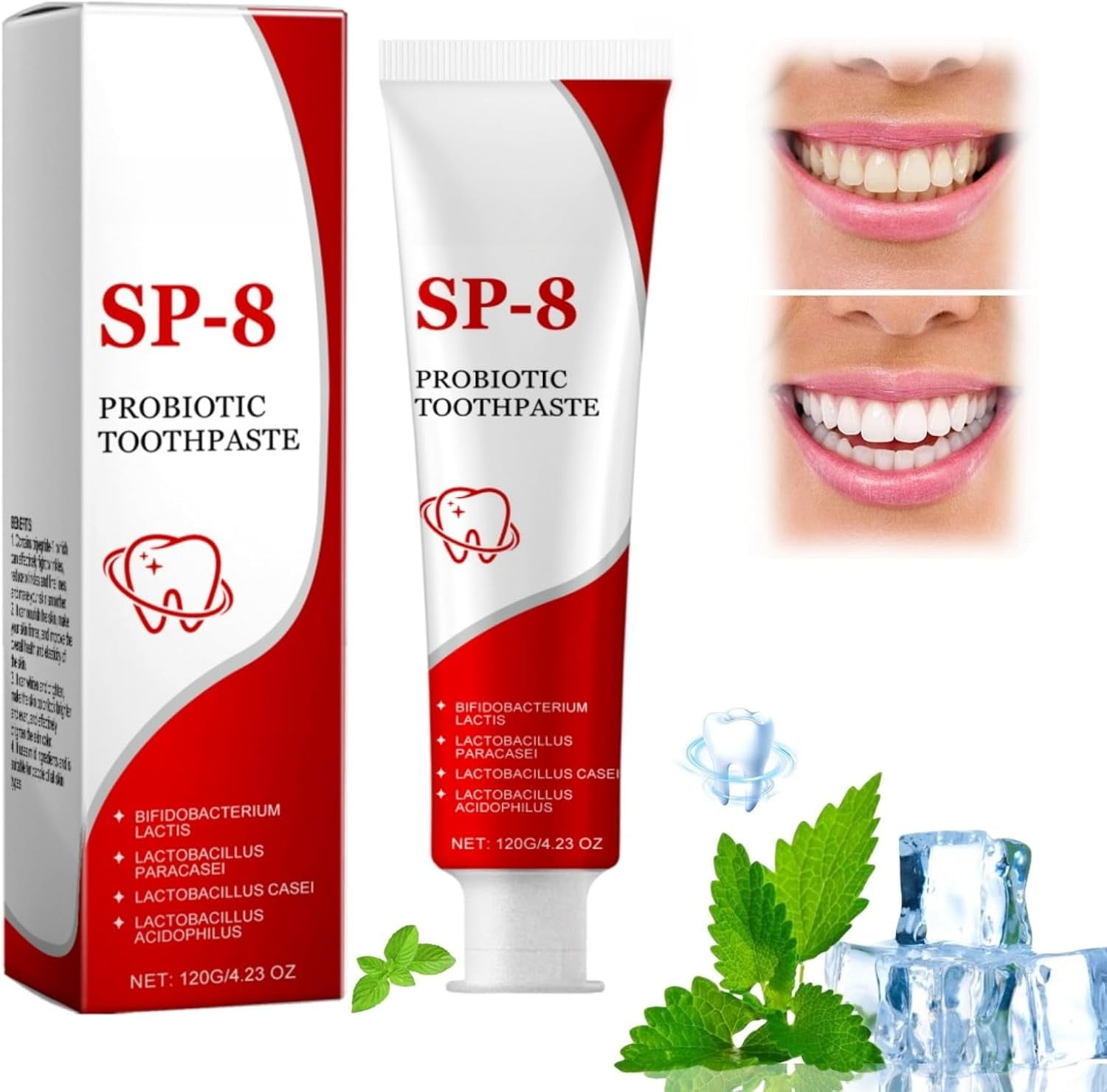 SP-8 Probiotic Toothpaste 120g, Refreshing Mint Flavor, for Men & Women ...