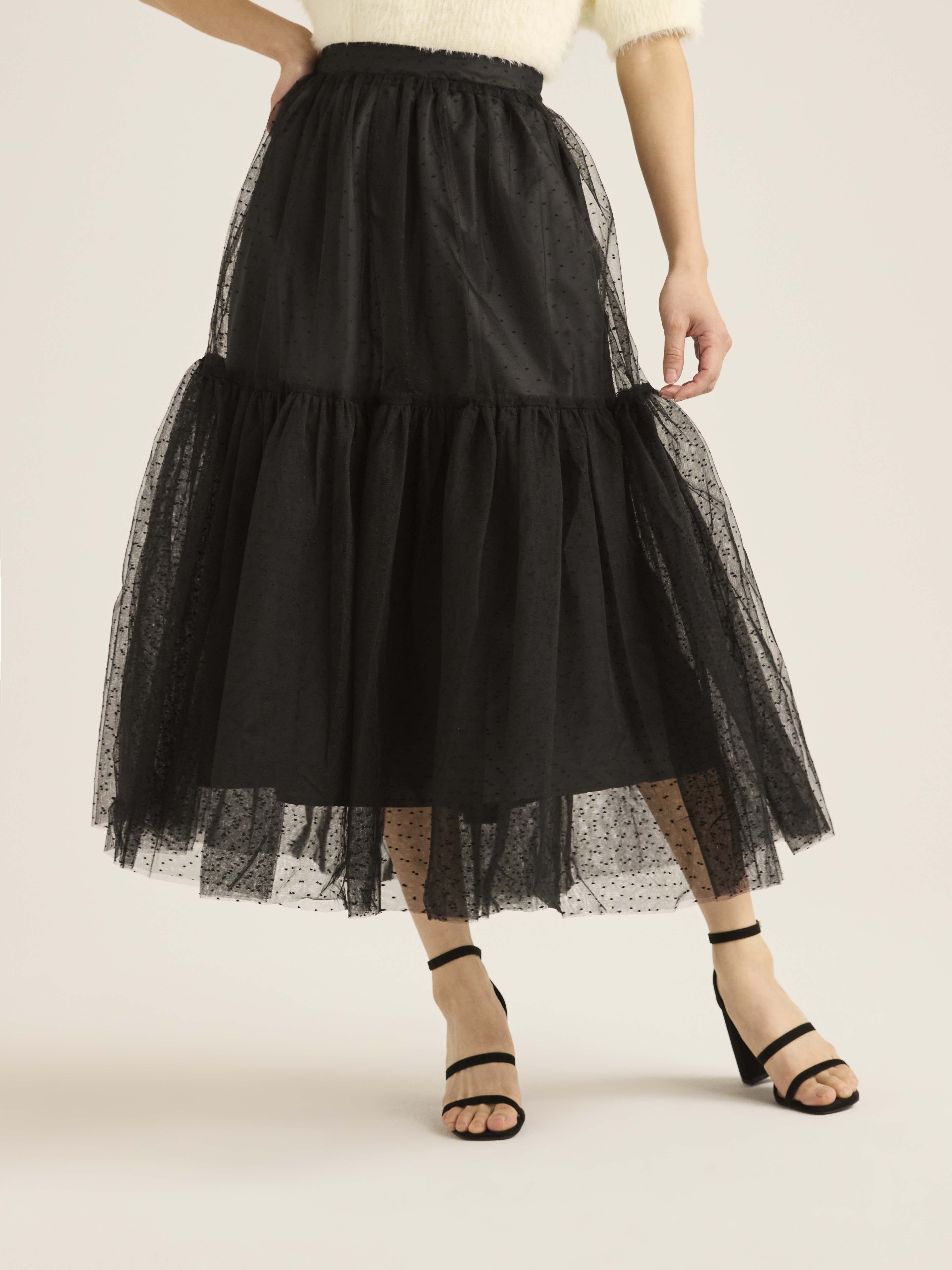 Scoop Women’s and Women's Plus Tulle Dot Midi Skirt, Sizes XS-4X ...