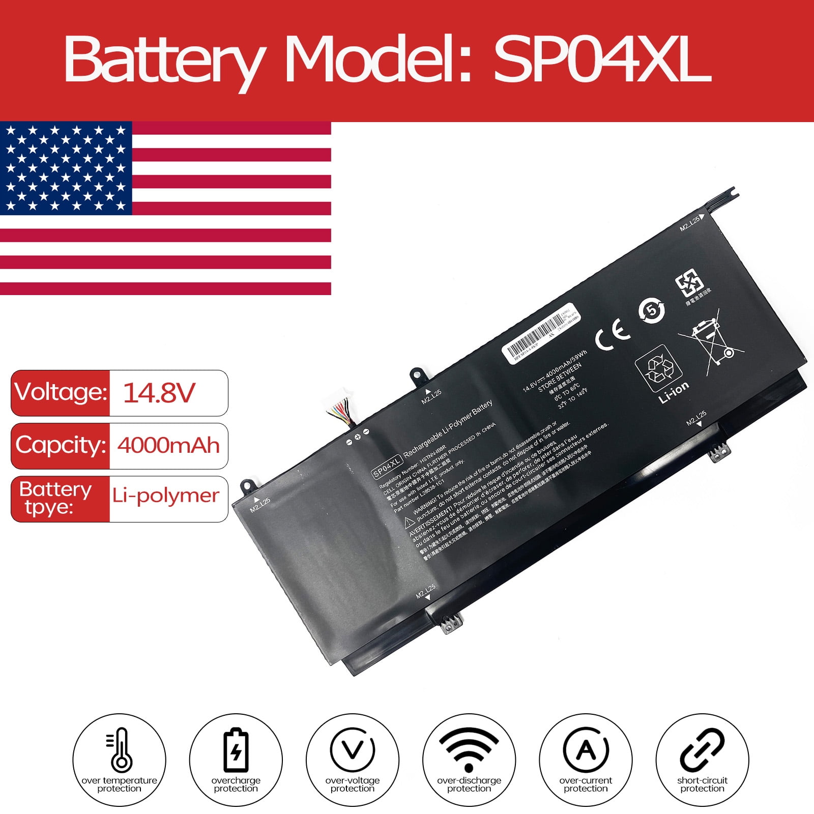 SP04XL Battery for HP Spectre x360 13-AP0800NO 13-AP0409NZ 13-AP0052TU ...