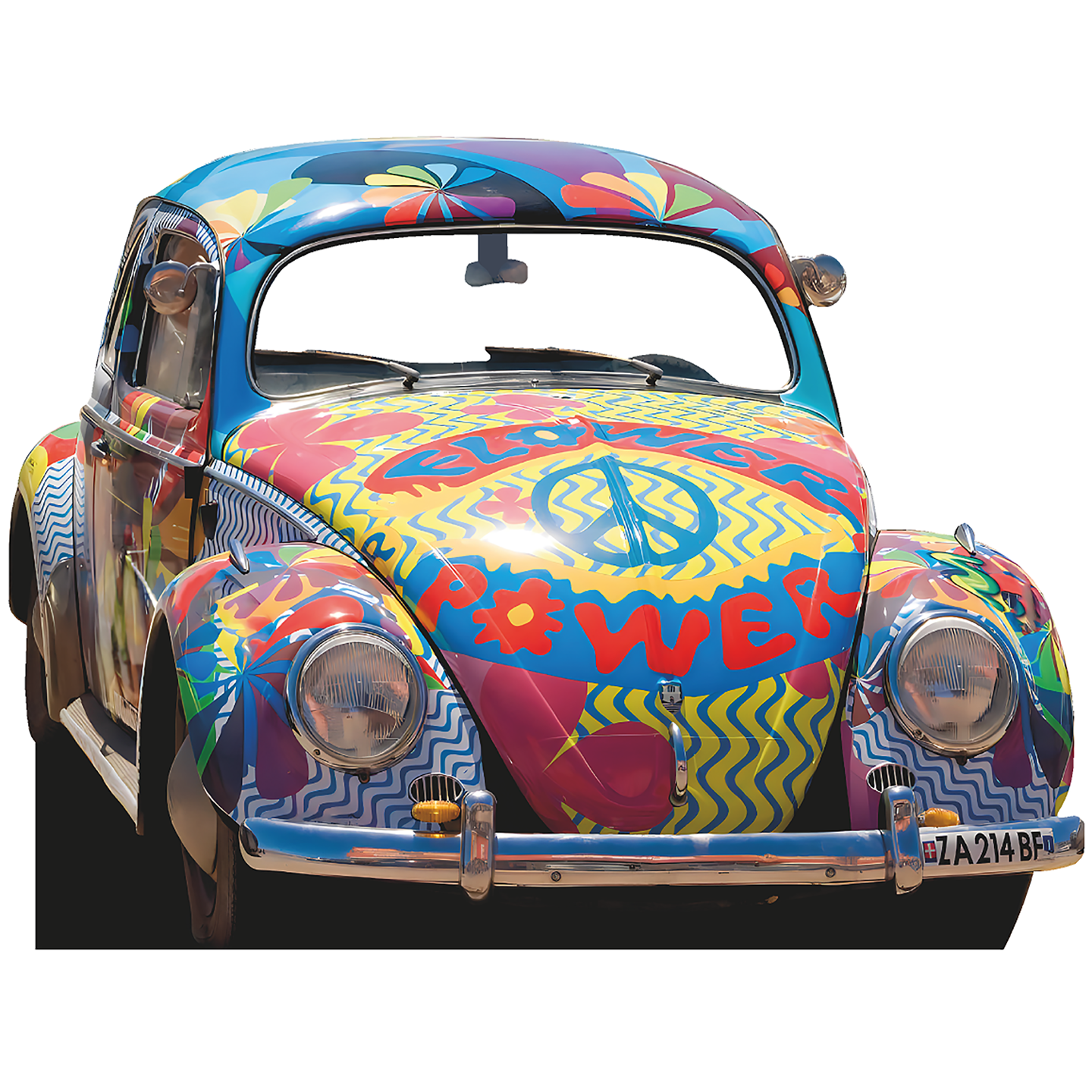 SP12679 Hippie Bug Groovy Car Stand In 60s Flower Power Woodstock ...