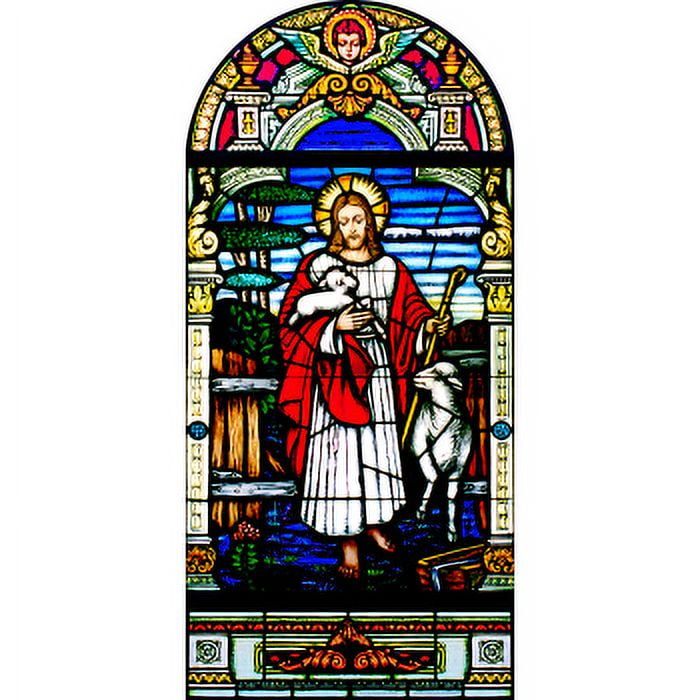 SP12831 Good Shepherd Jesus Lambs Church Stained Glass Cardboard Cutout ...