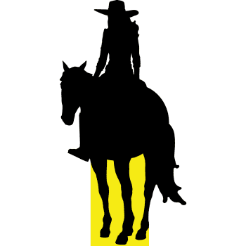 SP12926 Cowgirl on Horse Silhouette Cow Girl Wild West Cowboy Yellow ...