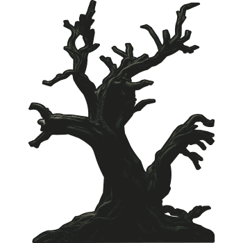 SP12985 Spooky Tree Short Stout Moon Light Lit Shadow Cardboard Cutout ...