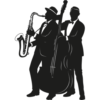 SP13047 Jazz Music Band Saxophone Stand Up Bass Silhouette Cardboard ...
