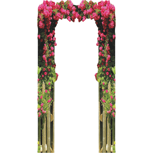 SP13303 Red Rose Wood Garden Arch Gate Cardboard Cutout Standee Standup ...