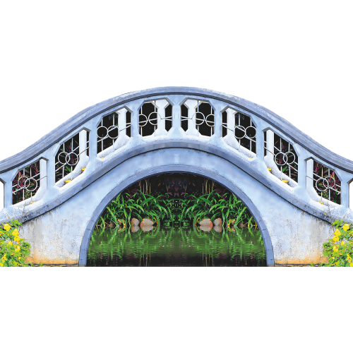SP13311 Zen Garden Arch Bridge Bush Pond Water Prop Cardboard Cutout ...