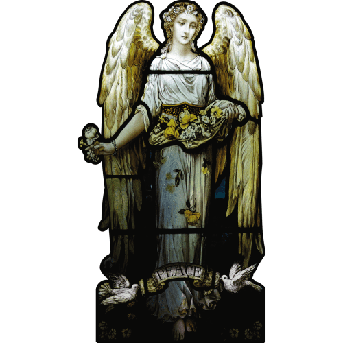 SP13333 Peace Angel With Doves Stain Glass Cardboard Cutout Standee ...