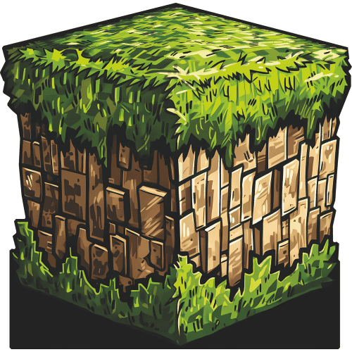 SP13373 Video Game Gold Mine Crafting Pixel Block Cube Grass Block ...