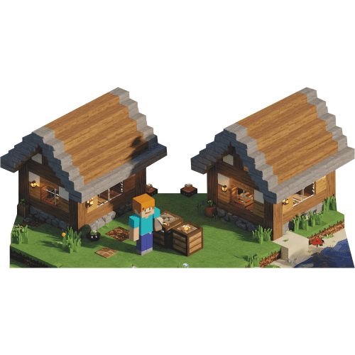 SP13375 Video Game Gold Mine Pixel Crafting House Home Landscape ...