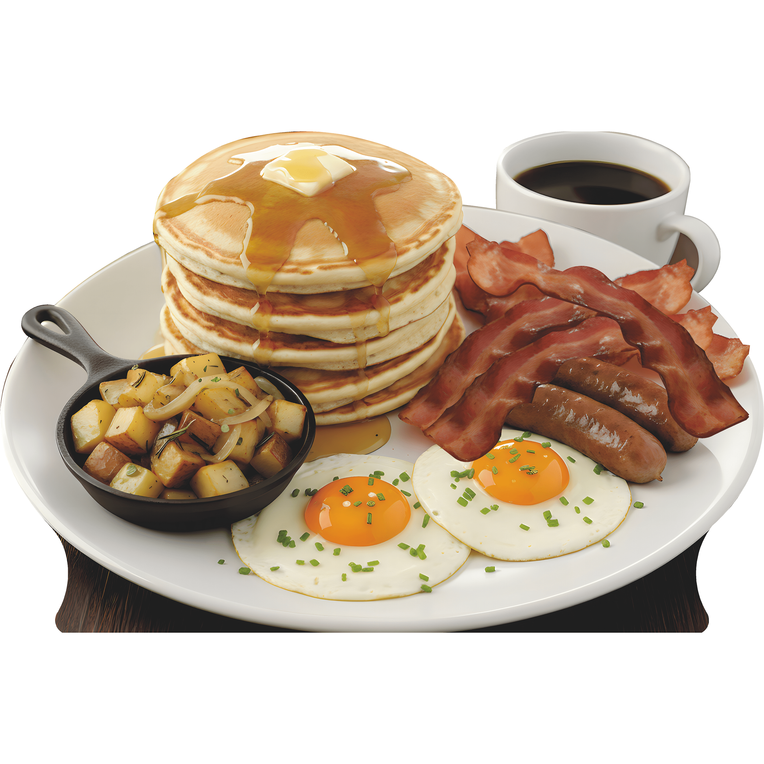 SP13597 Big Hearty Breakfast Pancakes Potatoes Bacon Sausage Eggs ...