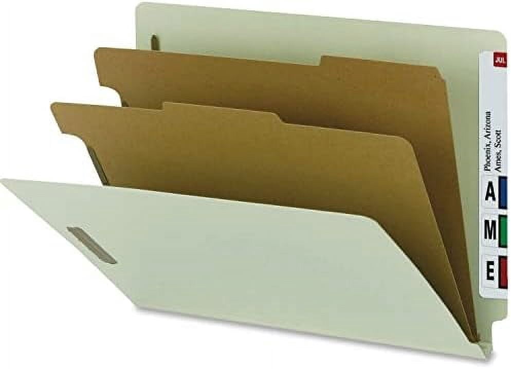 SP17252 End Tab Classification Folders,2 Dividers,LTR,10/BX,GY Green ...