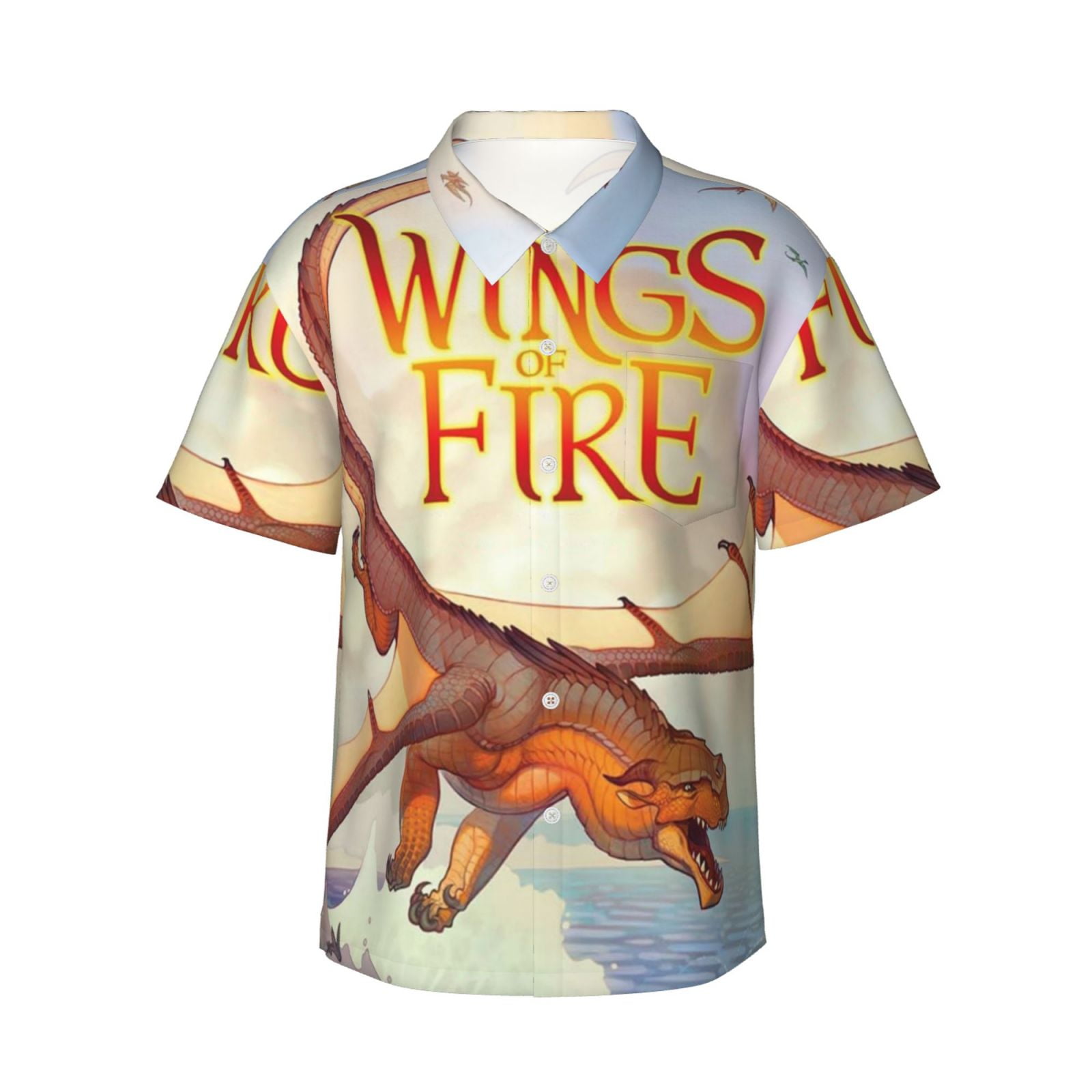 Wings Dragon Fire Hawaiian Shirt for Men Cartoon Printed Beach Shirts ...