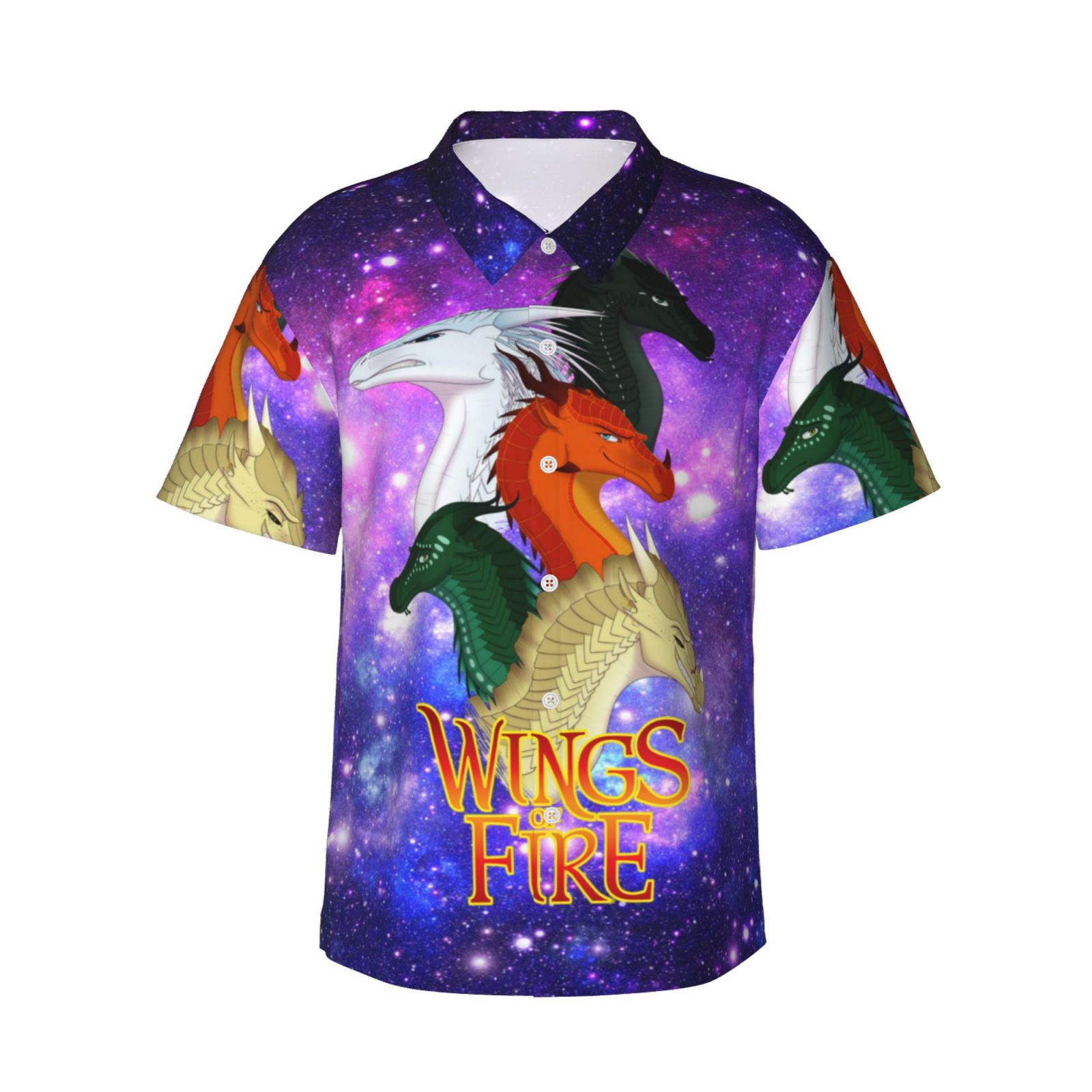 Wings Dragon Fire Hawaiian Shirt for Men Cartoon Printed Beach Shirts ...