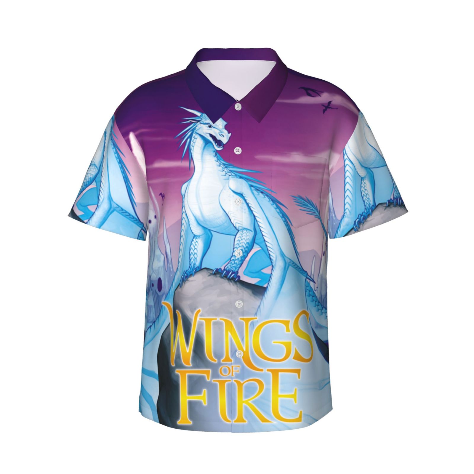 Wings Dragon Fire Hawaiian Shirt for Men Cartoon Printed Beach Shirts ...