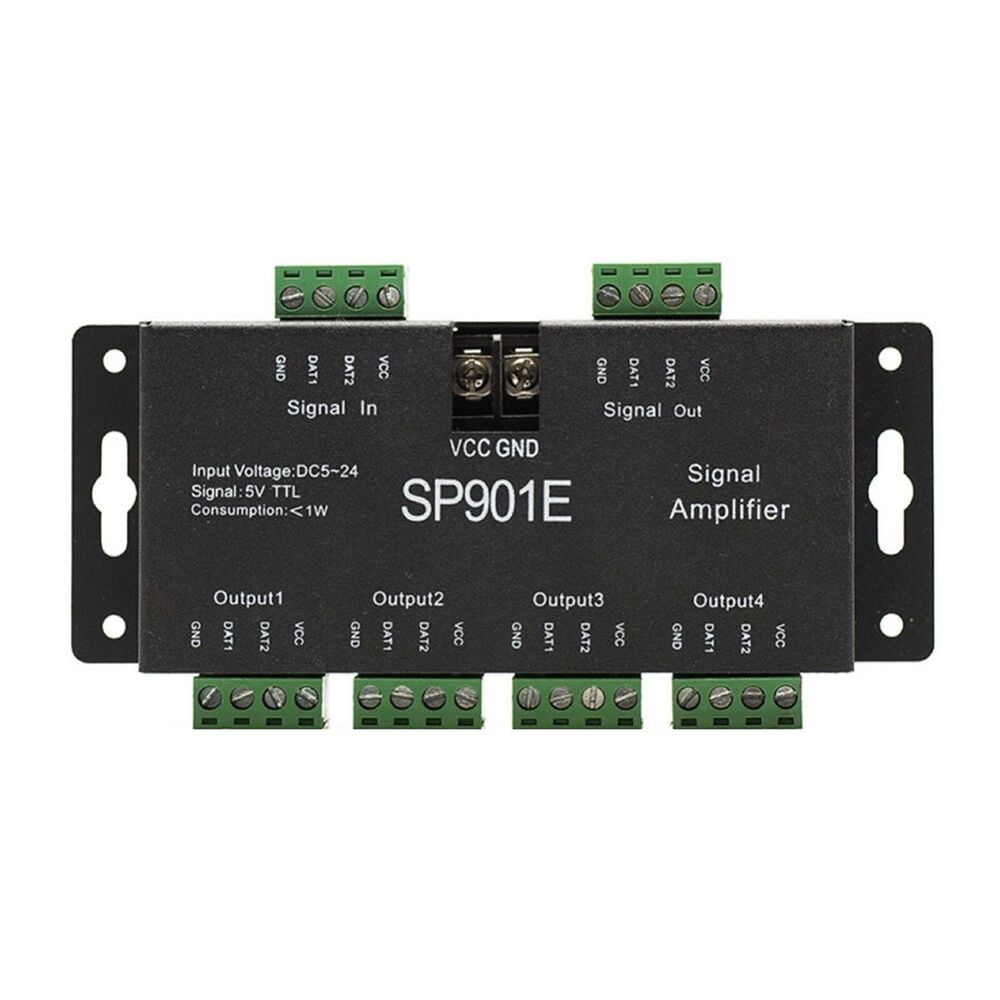 SP901E LED Pixel Strip DMX512 ETC SPI Signal Amplifier Repeater DC5V ...